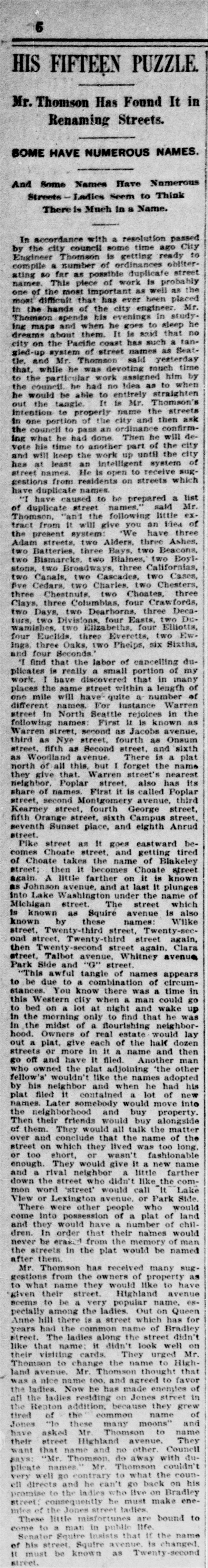 Sorting Out Seattle Street Names | Wedgwood in Seattle History