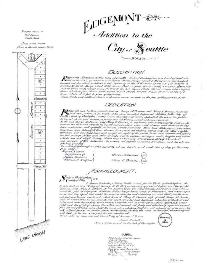 Edgemont plat map whole page | Wedgwood in Seattle History