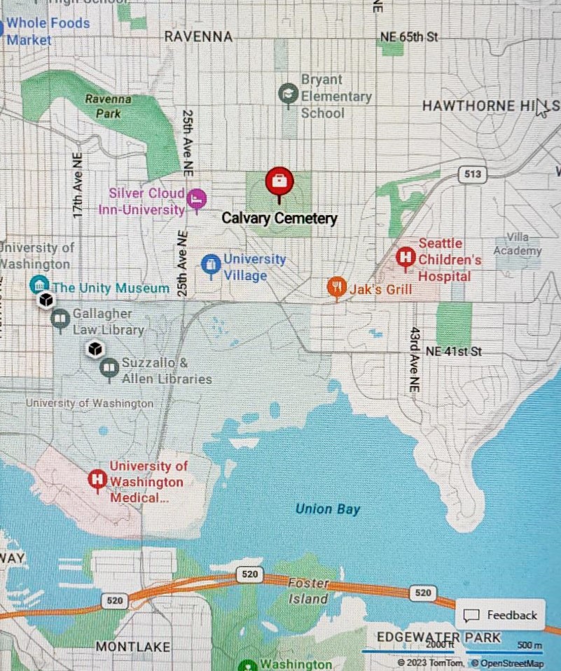 Calvary Cemetery map | Wedgwood in Seattle History