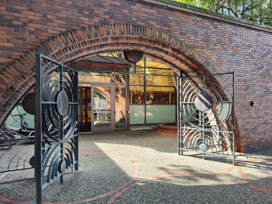 Library gates and courtyard entrance.September 2024 | Wedgwood in ...