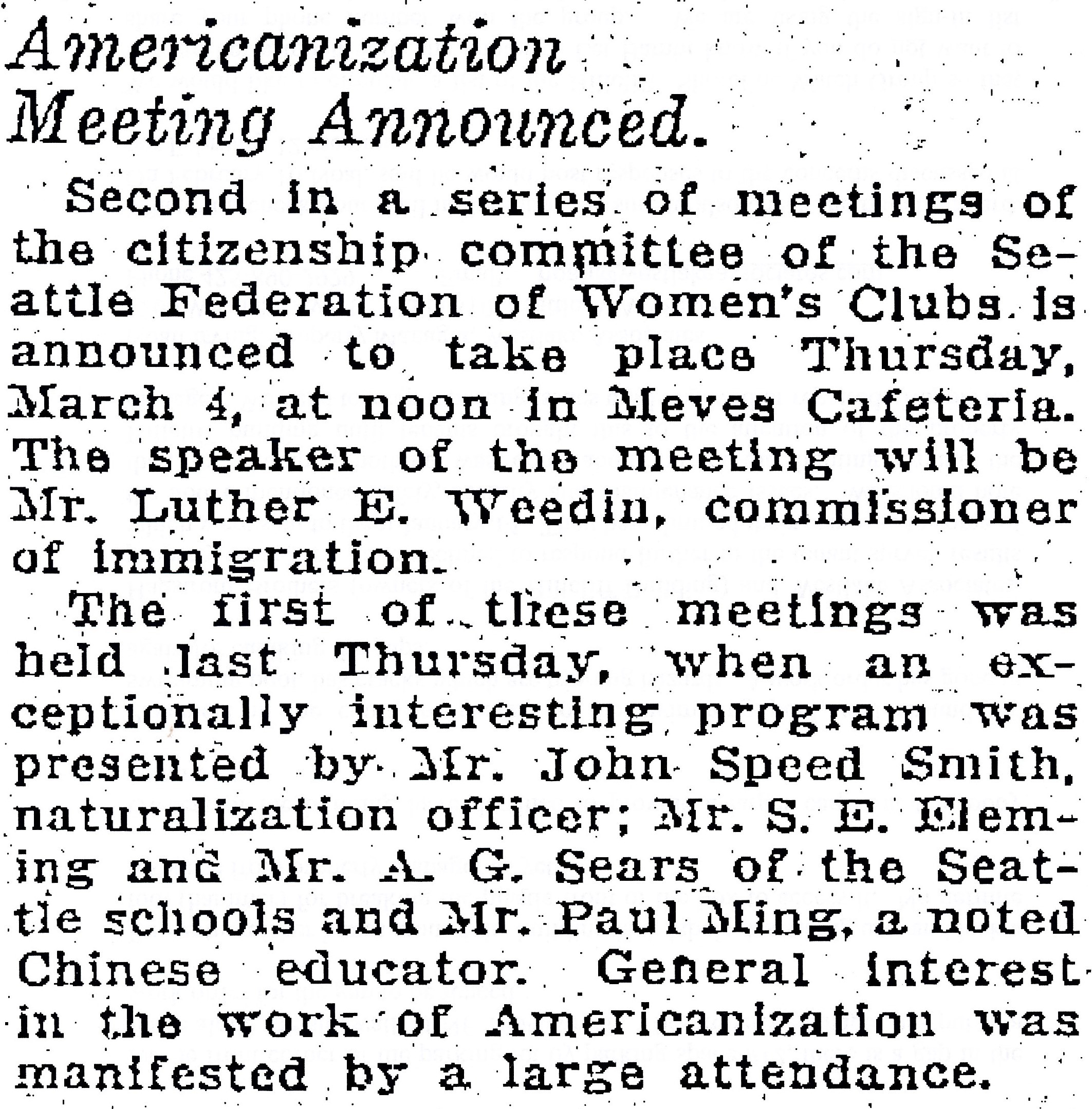 Americanization meeting.7 February 1926 Seattle Daily Times page 69 ...